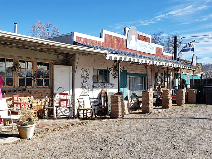 This weathered antique co-op looks like it's been selling treasures since the Dust Bowl, with porch displays that beckon casual browsers.