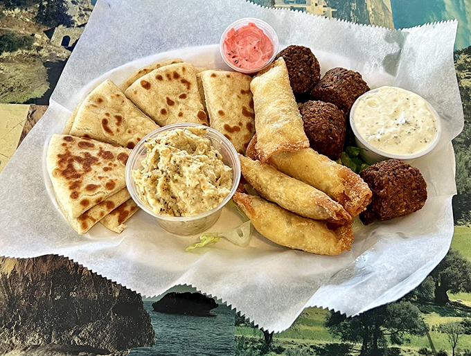The appetizer sampler: for when your indecision turns out to be your best decision. A Mediterranean greatest hits album on a plate.