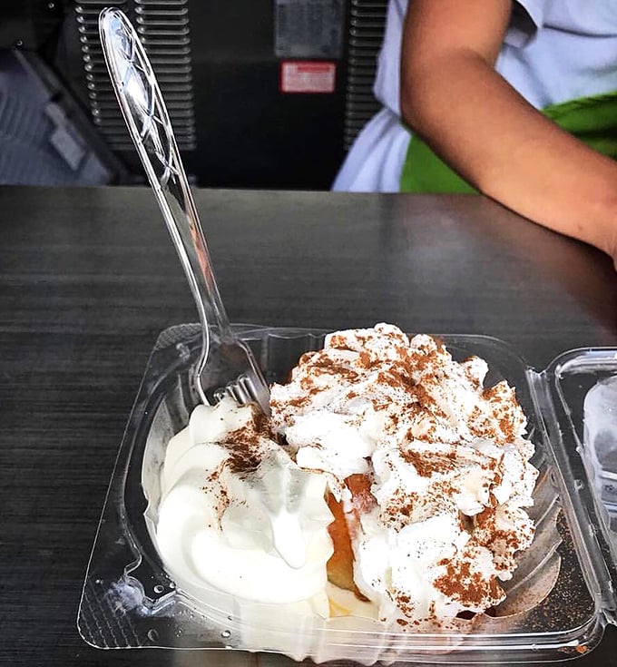 This waffle bowl creation topped with cookie crumbles is what happens when dessert gets dressed for a special occasion. Formal wear never tasted so good.