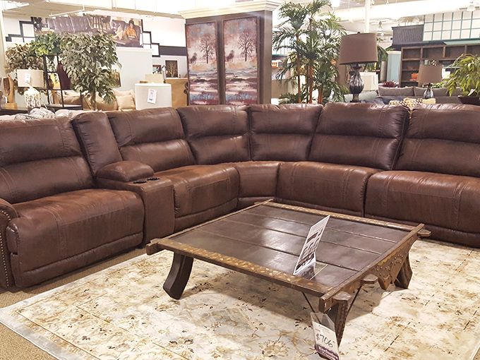 This leather sectional doesn't just seat your entire family&mdash;it might actually make them want to visit. The reclining features ensure no one leaves before dessert.