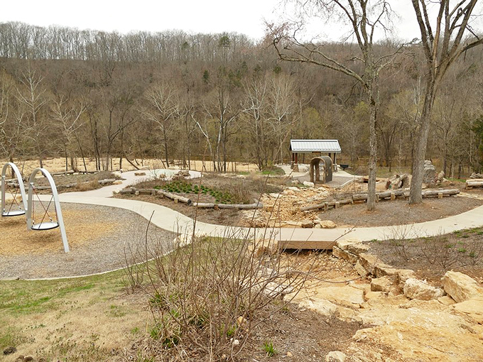 A thoughtfully designed natural playground where kids reconnect with imagination instead of Wi-Fi. These stone paths invite exploration without a single "battery low" warning.