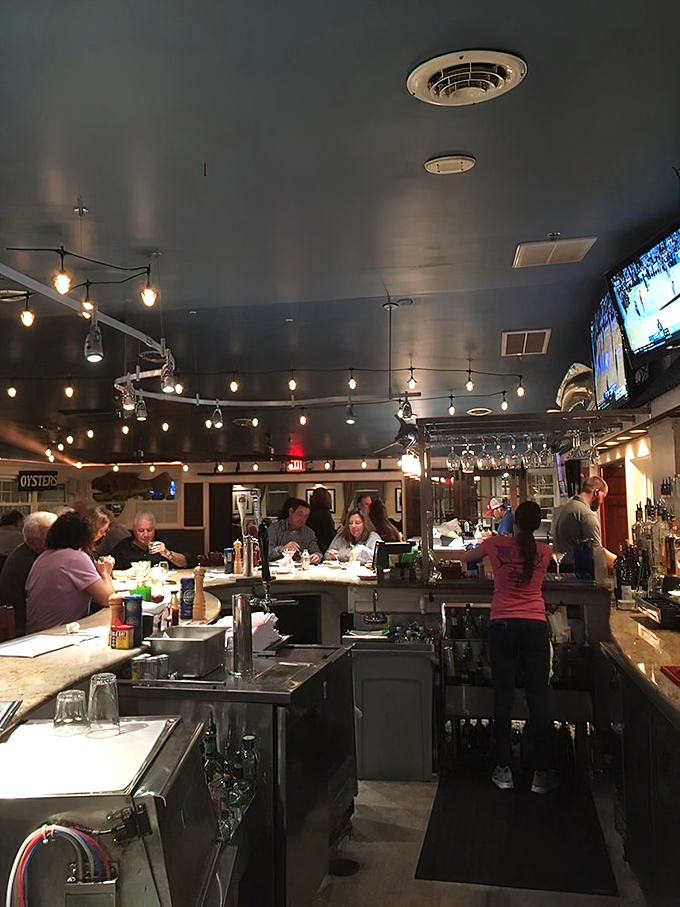 A bar that understands the importance of proper lighting, cold drinks, and the strategic placement of mounted fish.