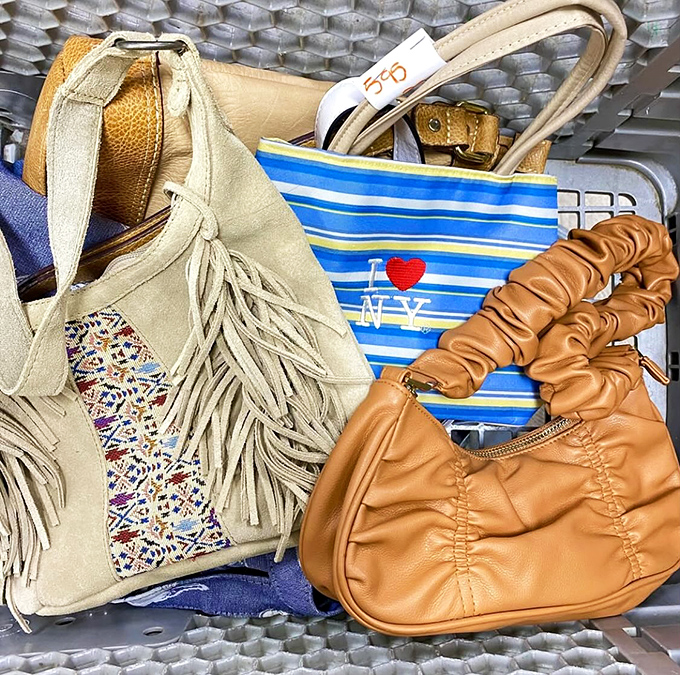 Handbag heaven for the fashion-forward bargain hunter. That fringe purse is practically begging for a trip to a beachside concert.