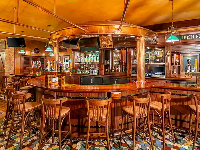 The circular bar invites camaraderie – where solo diners become temporary friends and bartenders double as unofficial therapists.