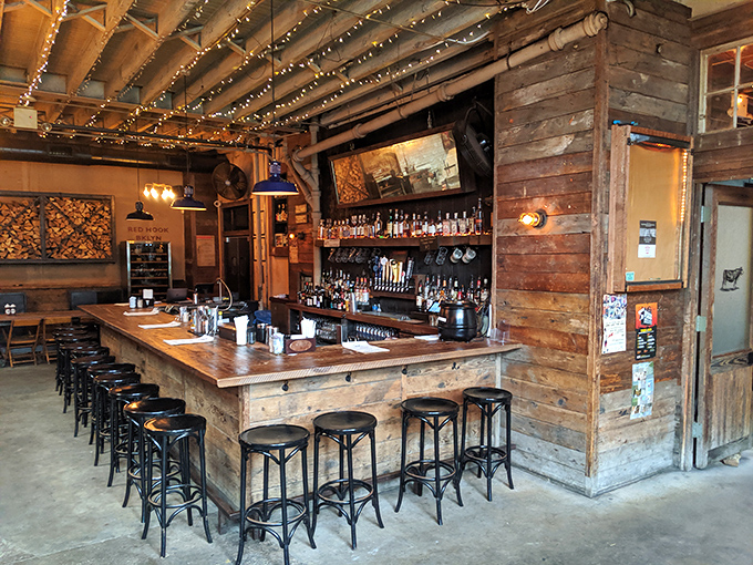 This isn't just a bar&mdash;it's command central for barbecue operations, where libations flow and the wooden craftsmanship feels like you're inside a very delicious cabin. 