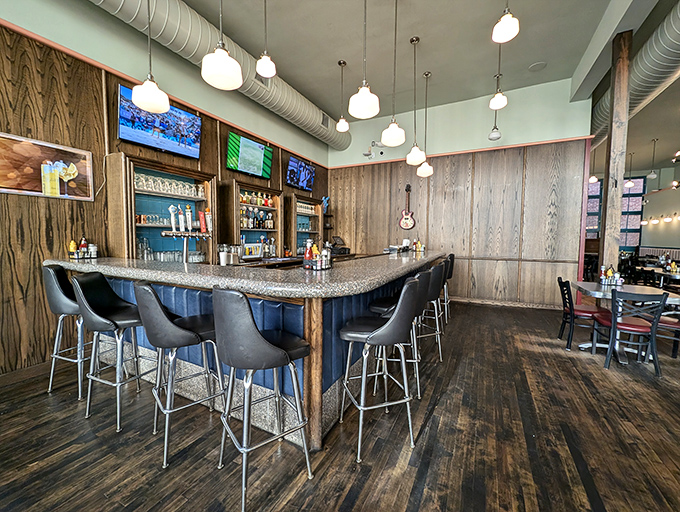 The modern bar area blends seamlessly with vintage charm &ndash; proof that some institutions know how to honor tradition while still moving forward.