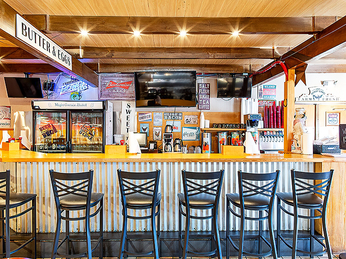 The breakfast bar of champions, where "Butter & Eggs" isn't just a sign&mdash;it's a lifestyle choice worth embracing with both hands.