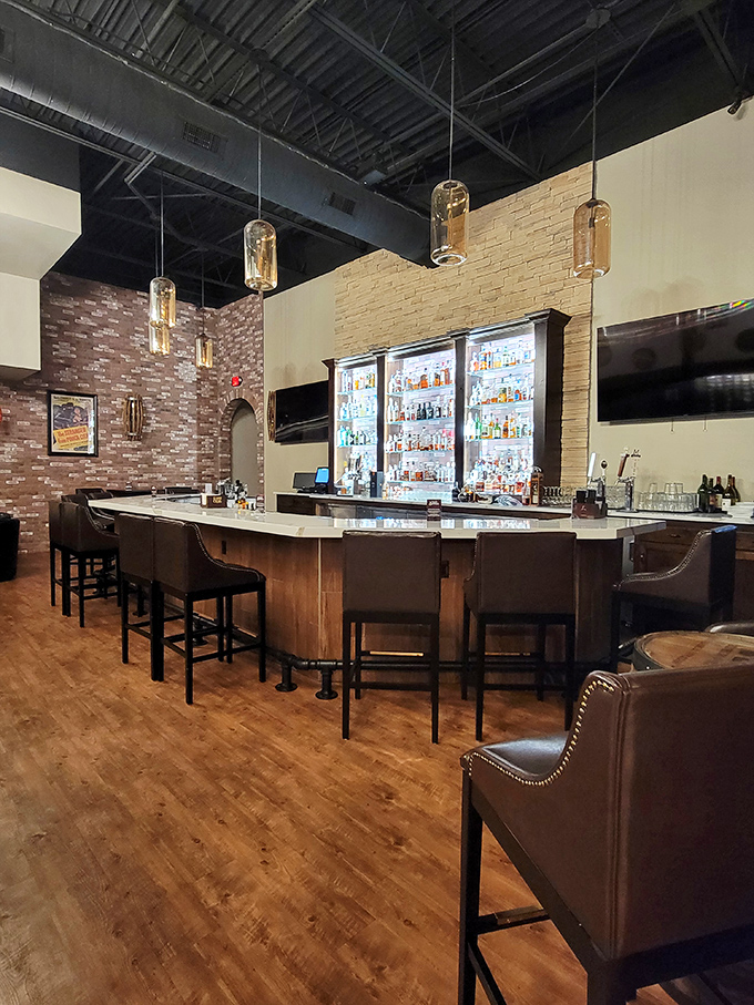 The heart of hospitality. This bar area balances rustic charm with modern touches, promising libations worthy of pairing with exceptional steaks.