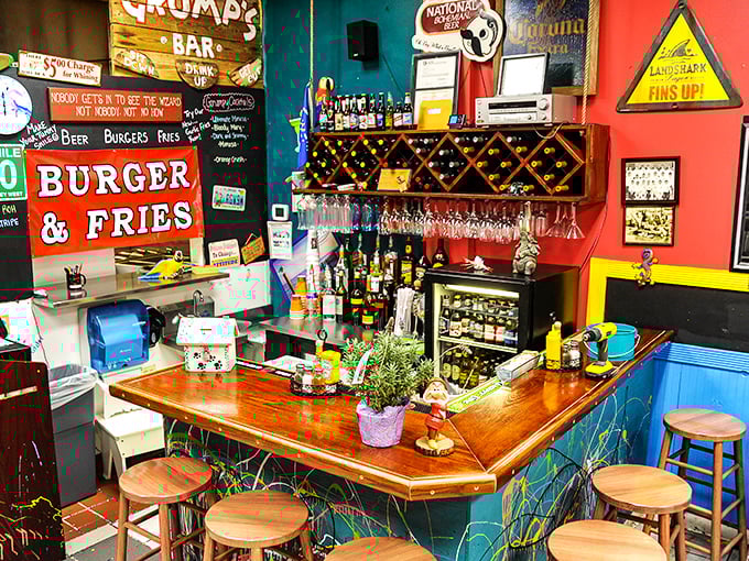 The bar area isn't just serving drinks—it's serving personality. Those wooden stools have probably heard more breakfast epiphanies than a therapist's couch.