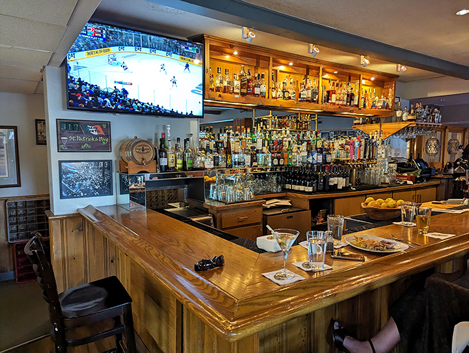 The bar area strikes that perfect balance&mdash;enough bottles to make anything you fancy, yet cozy enough to feel like your neighborhood watering hole.