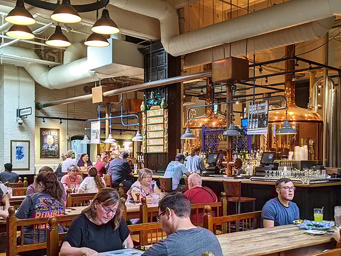 The gleaming copper brewing equipment isn't just for show&mdash;it's where liquid happiness is born before making its way to your table.