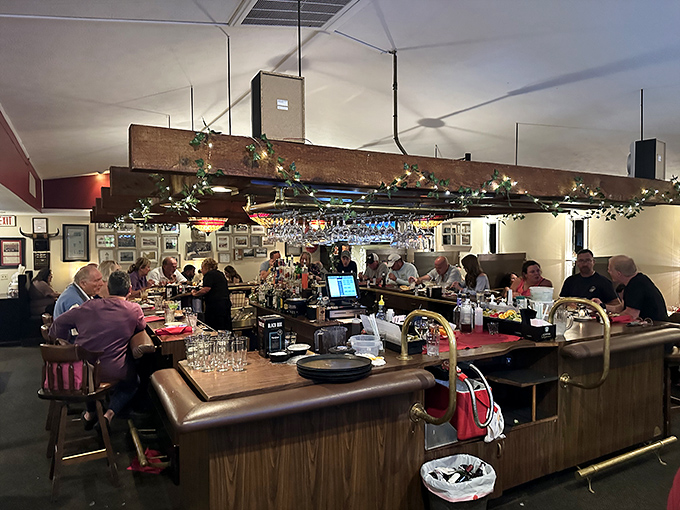 The bar area: where strangers become friends and "I'll just have one drink" becomes "Let's see that dessert menu."