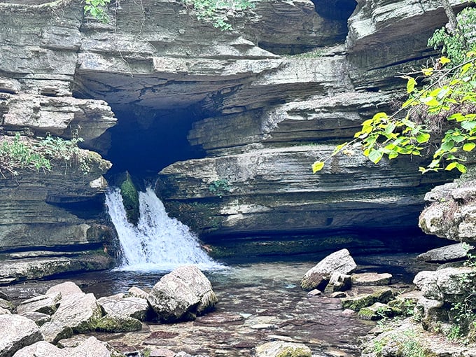 Water finding its way through limestone persistence. This little cascade at Blanchard Springs has been carving its path longer than humans have walked upright.