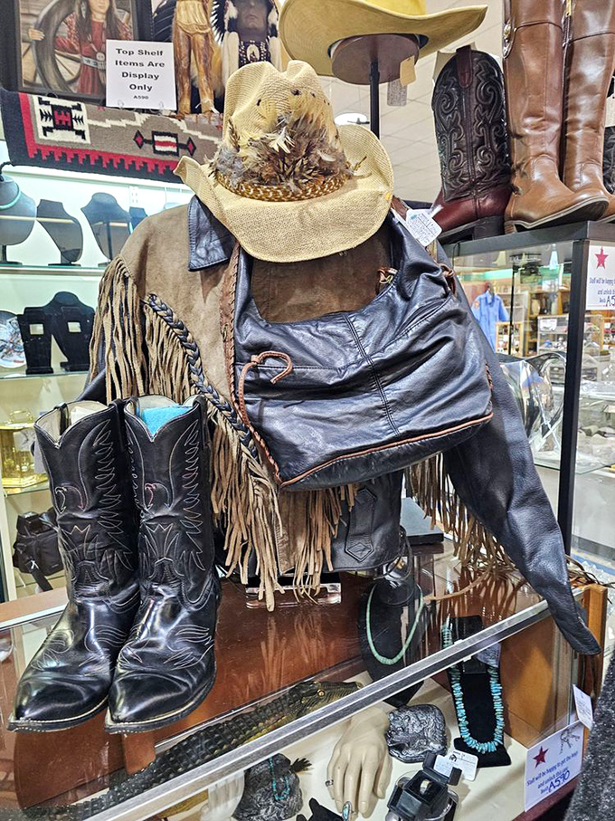 Cowboy couture waiting for its next adventure. These boots and leather weren't made just for walking.