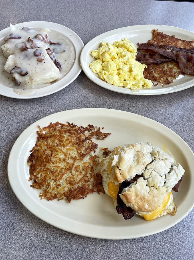 The breakfast platter that answers the eternal question: "Why choose one when you can have it all?" This is democracy in action, one delicious bite at a time.