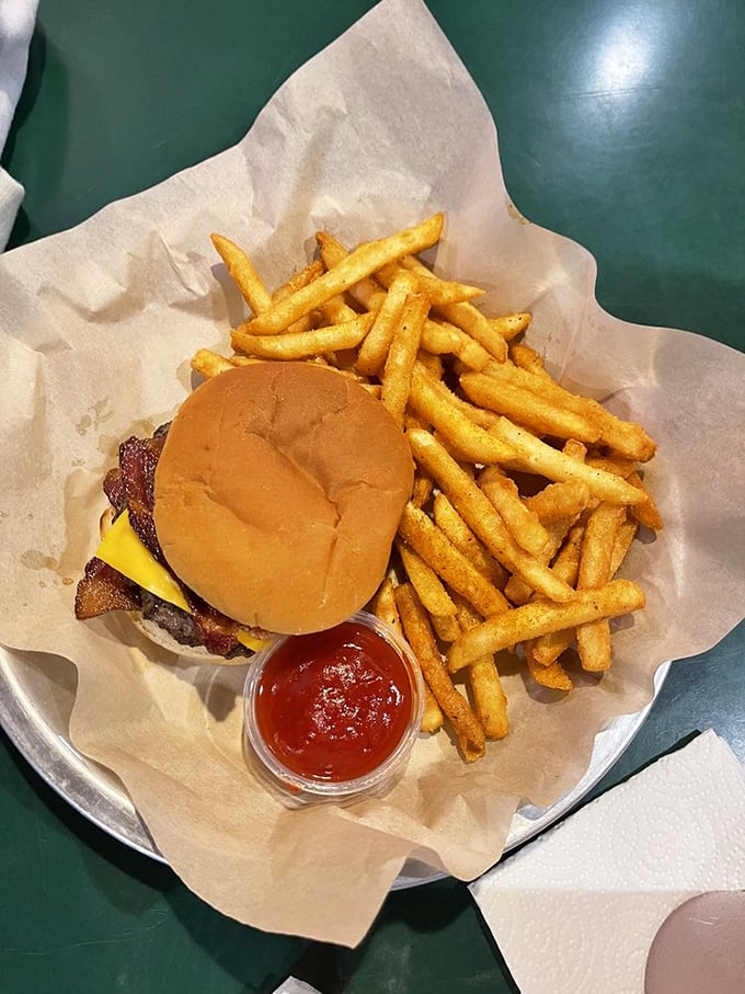 The cheeseburger that reminds you why simple pleasures endure. Like Springsteen's best songs, it doesn't need fancy tricks to rock your world.