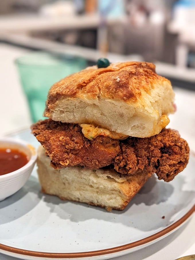 Behold: the chicken biscuit that's converted more Yankees to Southern cuisine than a lifetime of SEC football championships.