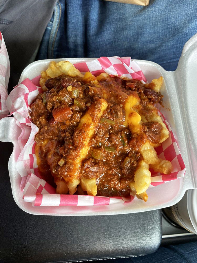 Chili cheese fries that don't apologize for being exactly what they are&mdash;a gloriously messy, utterly satisfying indulgence that defies dainty eating methods.