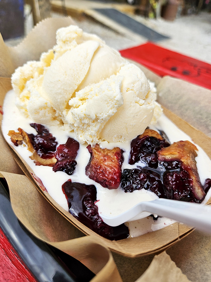 Not all heroes wear capes&mdash;some come in paper boats with ice cream and warm fruit. This cobbler is what happiness tastes like.