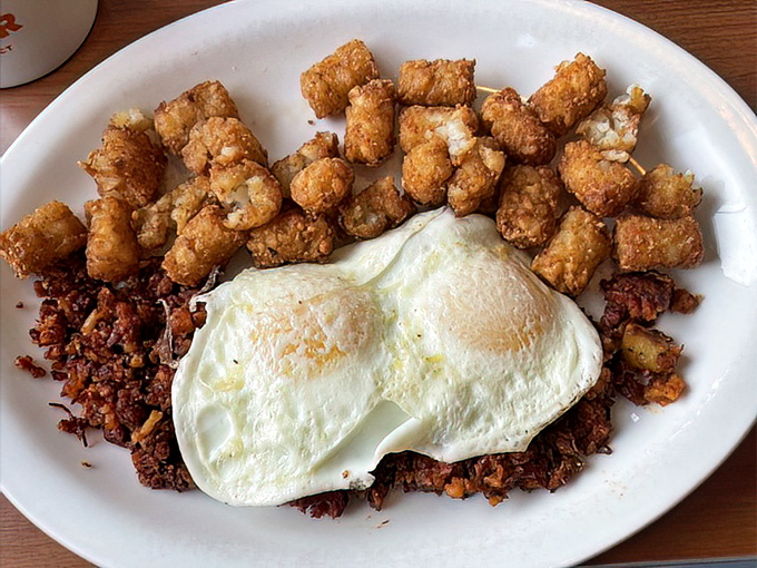Corned beef hash with perfectly fried eggs &ndash; when breakfast decides to dress up and show the other meals who's boss.