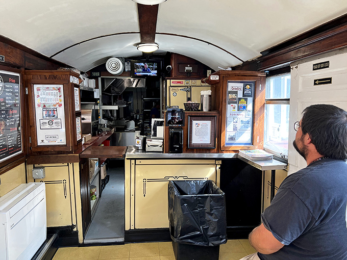 From this vantage point, you can watch your meal's entire journey from grill to plate—dinner and a show at diner prices.