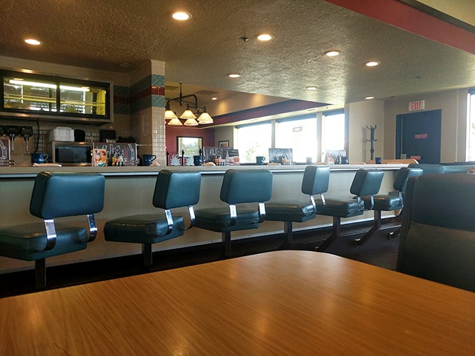 Counter seating: where solo diners become temporary members of the Dee's family and breakfast becomes a spectator sport.