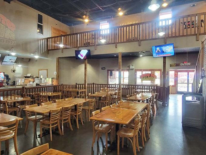 The dining area combines Western charm with family-friendly comfort&mdash;the perfect place to refuel between adventures and compare battle stories.