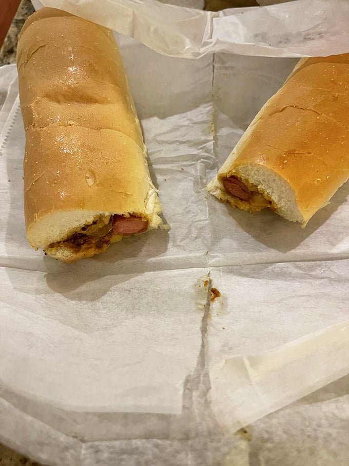 Two hot dogs nestled in soft rolls like twins taking a nap. No pretension, no gimmicks&mdash;just the sandwich that built America, doubled for good measure.