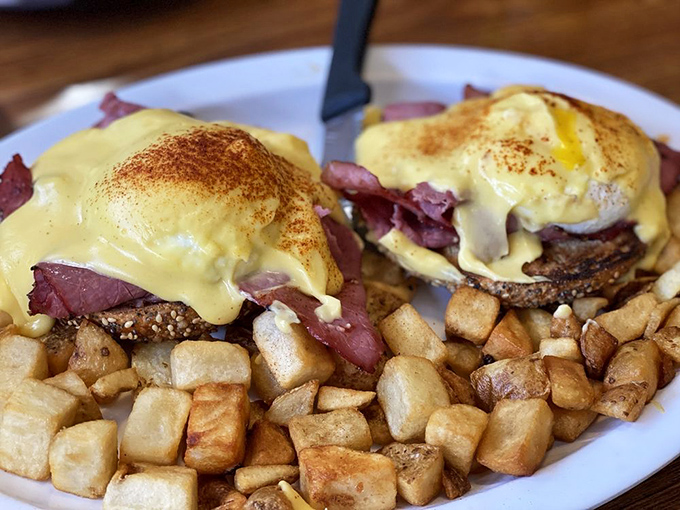 Eggs Benedict gets the deli treatment. Those home fries aren't just a side dish&mdash;they're the supporting cast that deserves their own spin-off.