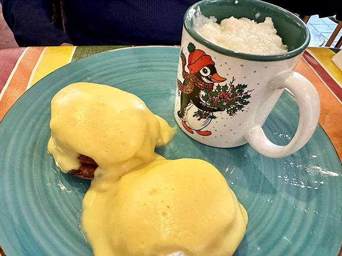 Eggs Benedict so perfect, it makes you wonder if Sir Benedict himself would approve of this velvety hollandaise masterpiece
