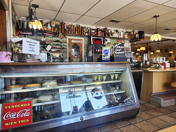The dessert case&mdash;where willpower goes to die and happiness begins. Those homemade pies aren't just desserts; they're edible therapy sessions.