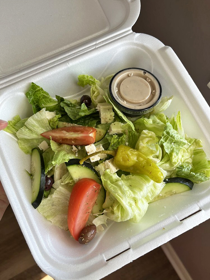 A Greek salad that doesn't skimp on the good stuff. Those olives and feta aren't just ingredients&mdash;they're the stars of this leafy show.