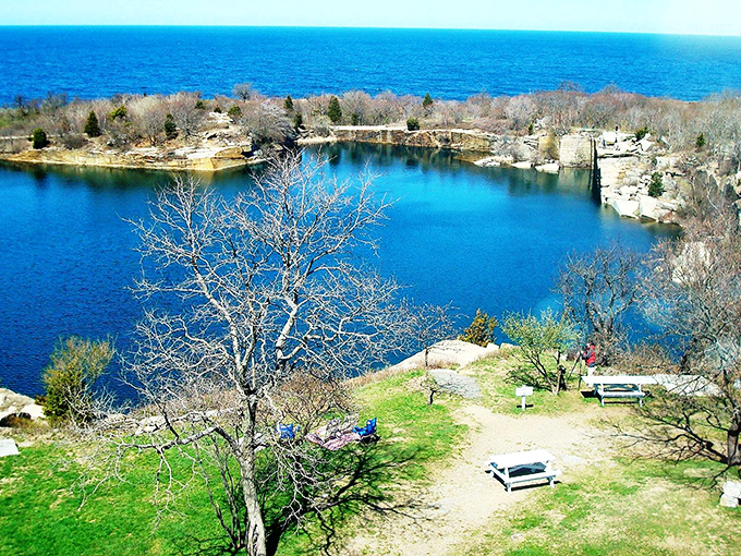 Halibut Point's quarry pool glimmers like a hidden gem &ndash; a man-made crater transformed into nature's own infinity pool overlooking the Atlantic.