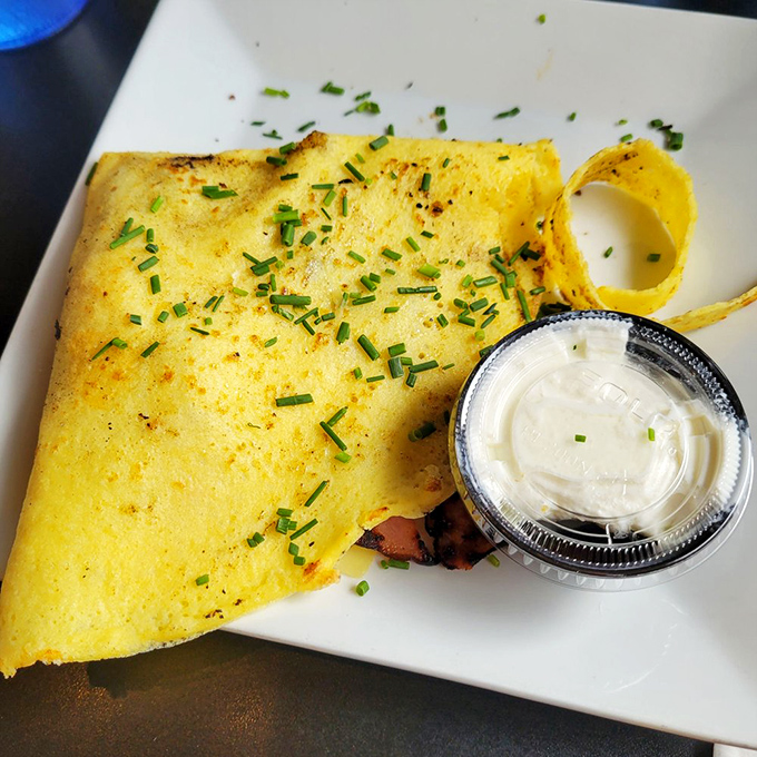 This ham and Gruyere crepe is what breakfast in Paris would taste like if Paris were nestled against the Front Range. 