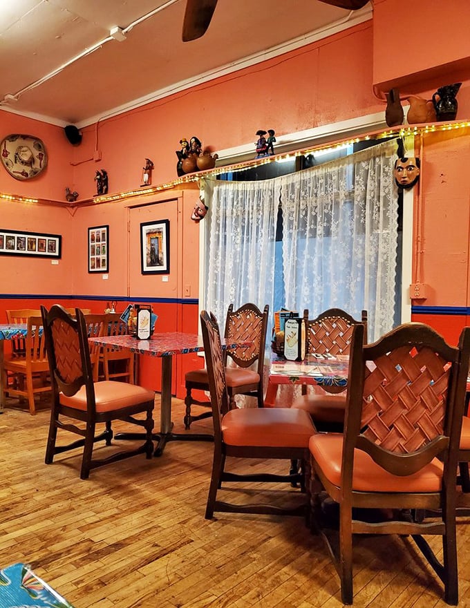 Carved wooden chairs and coral walls create the perfect backdrop for food memories. Like dining in a Mexican grandmother's living room&mdash;if she were an exceptional cook.