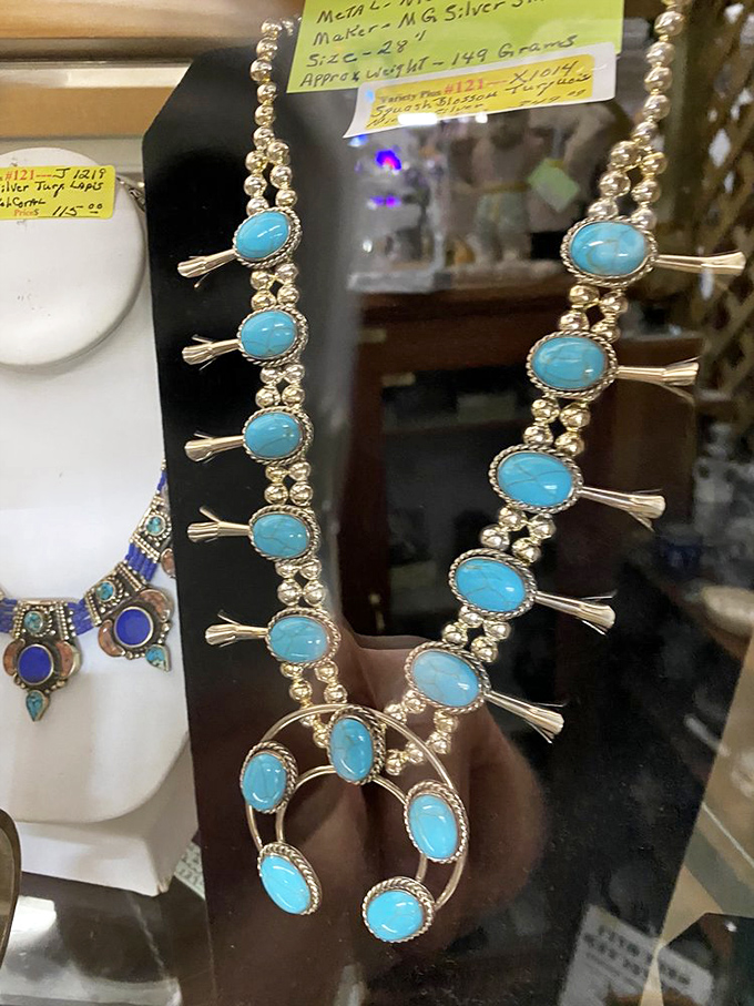 Native American silver and turquoise jewelry that makes modern accessories look like they're not even trying. Craftsmanship never goes out of style.