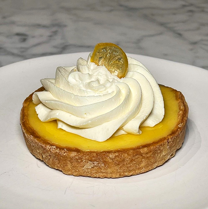 Key lime tart: Florida sunshine in Philadelphia form. That perfect swirl of whipped cream is the cloud you want to float away on. 