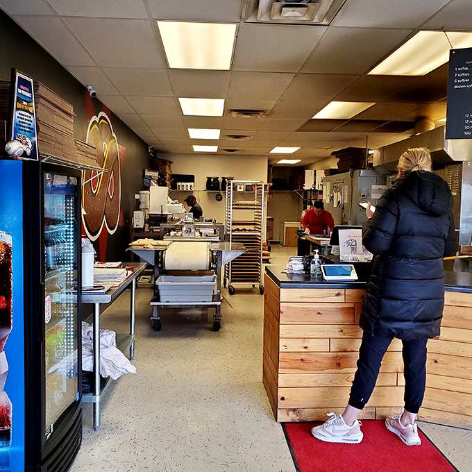 A glimpse behind the scenes where pretzel dreams become reality. The workshop of wonders, complete with dough-twisting elves.