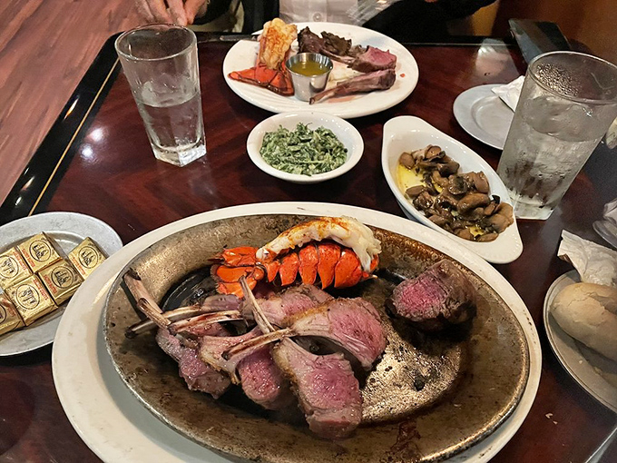 The ultimate land and sea summit meeting&mdash;tender lamb chops and a regal lobster tail negotiating delicious diplomacy on a single plate.