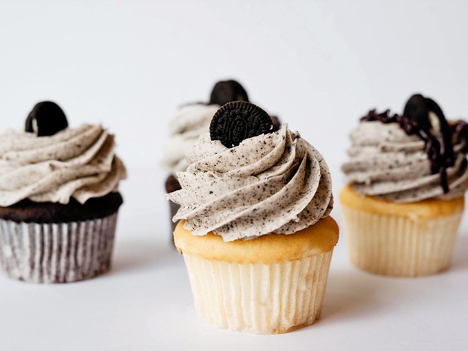 Cupcakes topped with Oreo-speckled frosting&mdash;proof that sometimes more is more, especially when cookies are involved.
