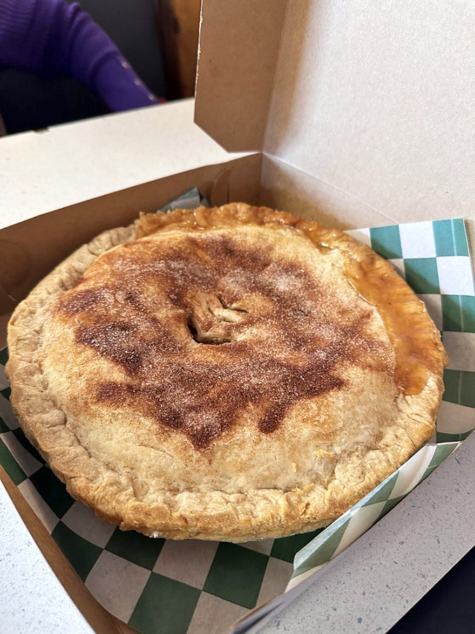 A pie so beautiful it could make grown adults weep. The cinnamon-sugar top is just showing off at this point.