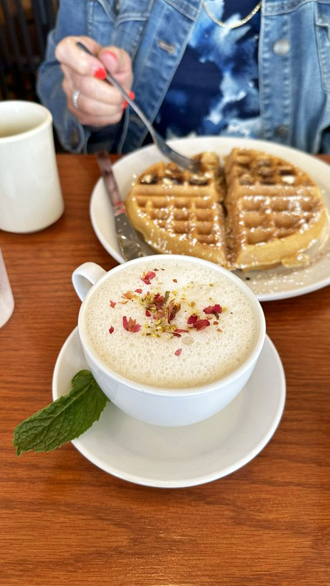 This pistachio rose latte isn't just a beverage—it's a coffee spa treatment with flower petals that whisper, "Treat yourself."