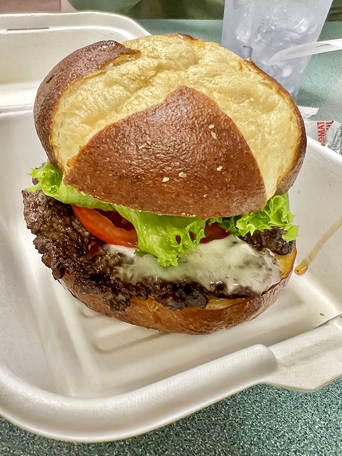 A classic burger on a pretzel bun is like your favorite song remixed perfectly&mdash;familiar yet exciting in all the right ways.