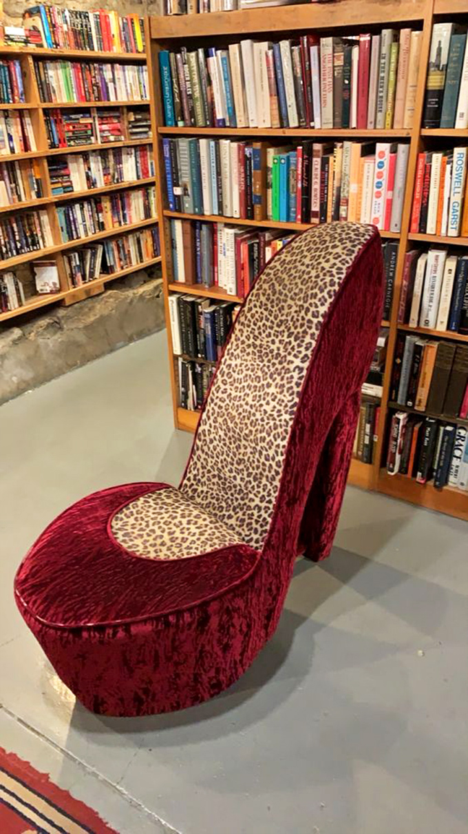 The most fabulously impractical reading chair you'll ever see. Half leopard, half velvet, all character&mdash;just like the best books.