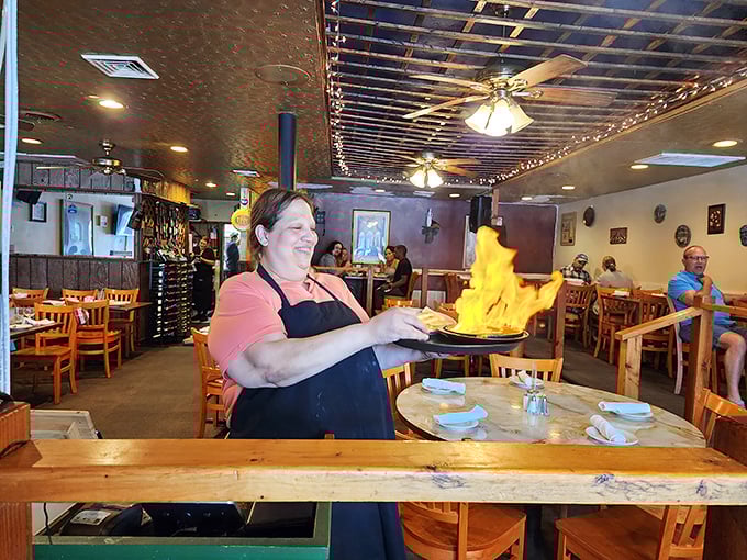 That flame isn't just for show&mdash;it's culinary theater where dinner and drama deliciously collide. Safety and spectacle in perfect balance.