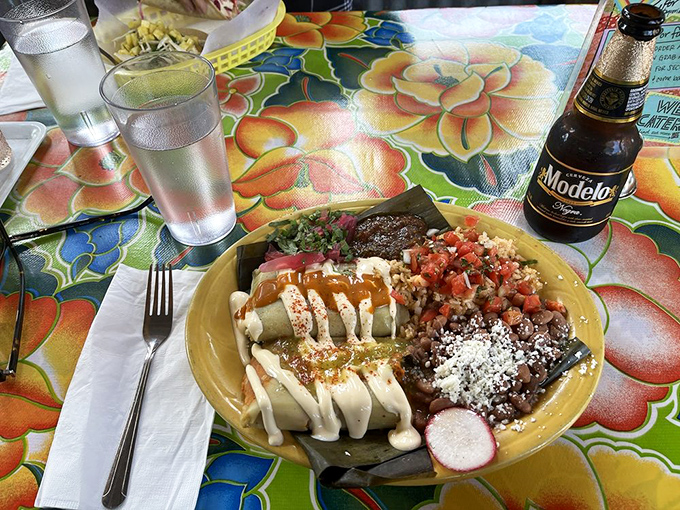 Taquitos drizzled with crema and served with salsa that packs a punch. Comfort food that transports you straight to a Mexican grandmother's kitchen.