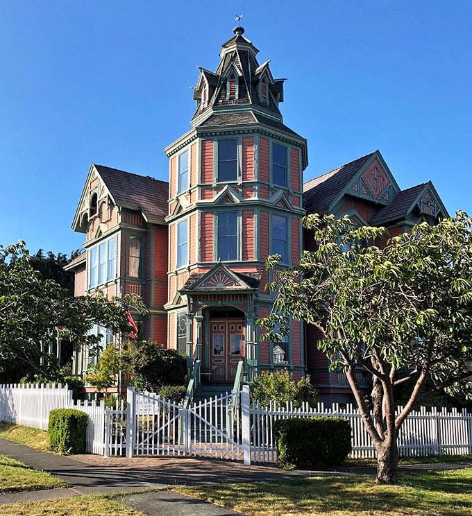The Ann Starrett Mansion stands as the ultimate Victorian love letter, complete with a multicolored tower that makes modern McMansions look positively unimaginative.