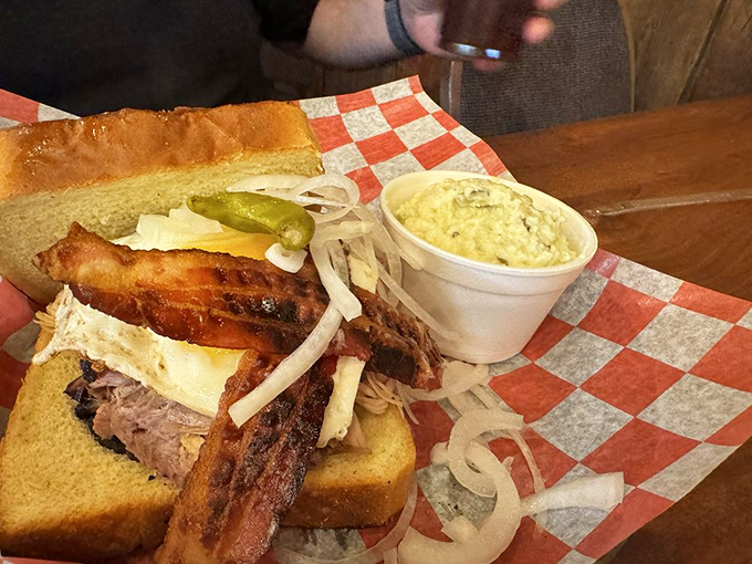 The Chuck Norris sandwich: so loaded with meat, it could probably bench press your car after lunch.