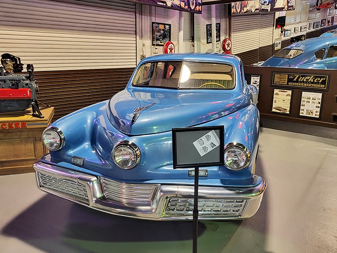 The legendary Tucker 48&mdash;automotive innovation ahead of its time. Only 51 were ever produced, making this blue beauty rarer than most exotic supercars.