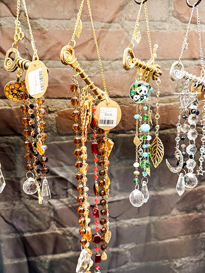 Dangling possibilities! These sun-catching treasures are just waiting to adorn a window, wrist, or rearview mirror in their next chapter.